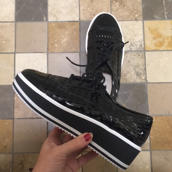 Shoes | Perforated Platform Laced Shoes | Poshmark
